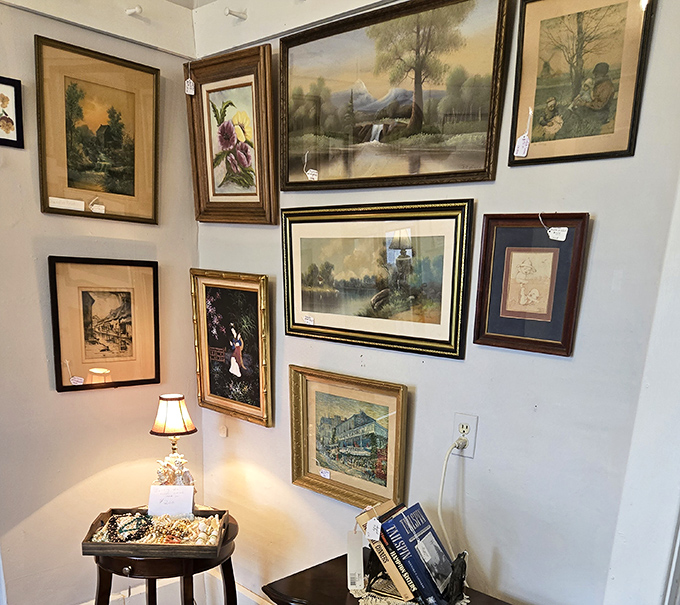 A gallery wall that's like Facebook for previous generations&mdash;carefully framed landscapes preserving memories of places that mattered.