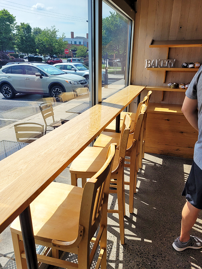Window-side seating: where you can simultaneously people-watch and contemplate which donut to try next. Life's big decisions.