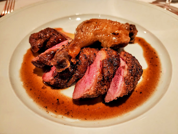 Duck breast sliced to perfection, proving that some birds are destined for fancier things than ponds.