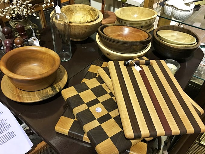 Handcrafted wooden bowls and cutting boards that carry the warmth of their makers' touch and the grain of forgotten forests.