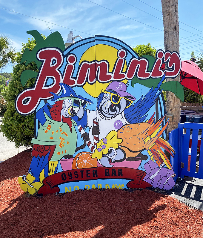 This wooden sign has probably witnessed more seafood cravings than a fisherman's diary. If only it could talk!
