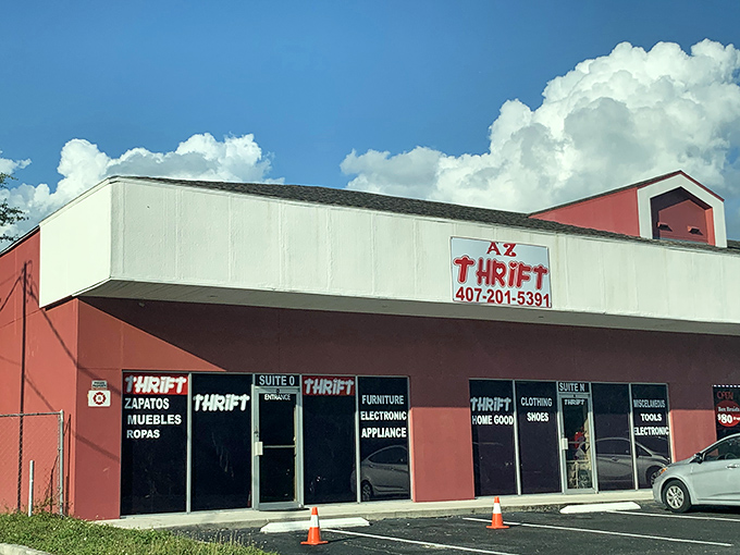 AZ Thrift's vibrant red building stands out like a ruby in a jewelry box. From A to Z, they've got treasures galore!