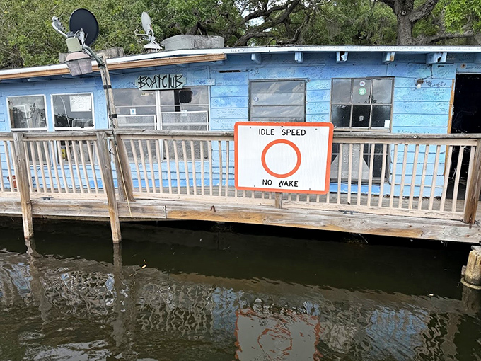 The Anclote River Boat Club literally floats above the water, proving Florida will put a bar anywhere.