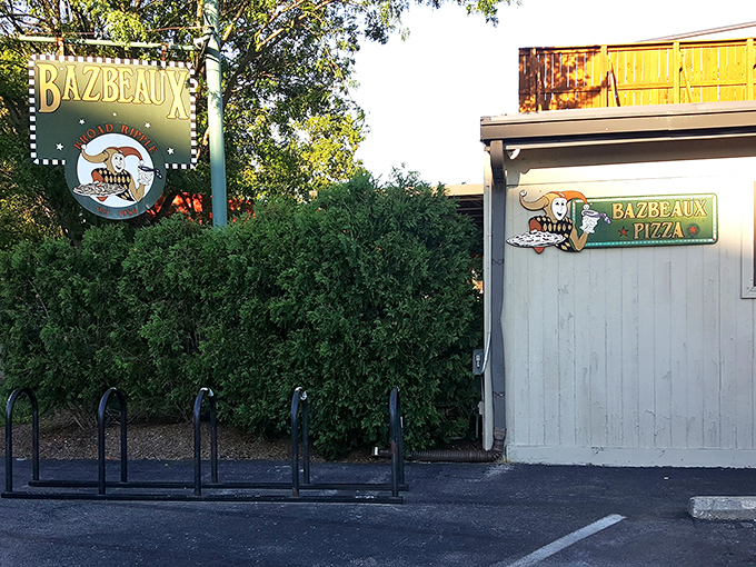 Bazbeaux hides behind greenery like a secret garden where pizza is the forbidden fruit you're absolutely encouraged to eat.