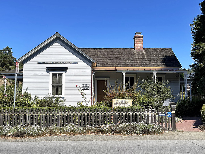 History with a white picket fence! Cambria's charming museum looks like it's waiting for Norman Rockwell to paint it.