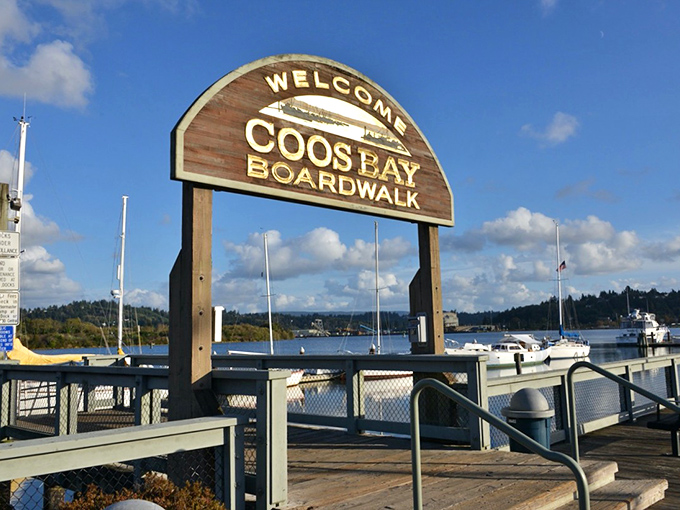 Coos Bay's famous boardwalk welcomes you to Oregon's largest coastal town, where working harbor meets affordable living.