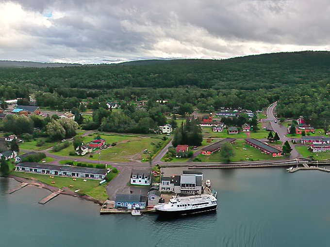 Copper Harbor: Aerial view shows this remote paradise where Lake Superior meets wilderness. Social distancing since before it was trendy!