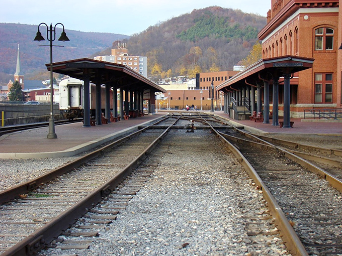 Cumberland's historic train station anchors a downtown rich with Victorian architecture and mountain views.
