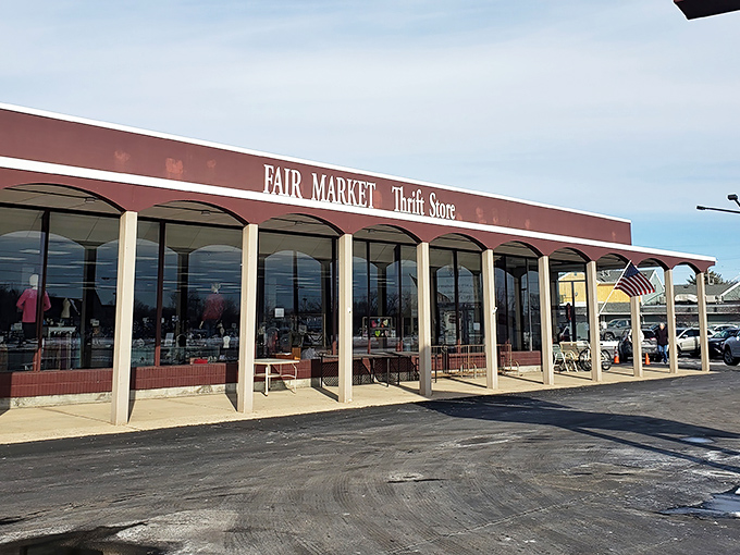 Fair Market's retro storefront has a charming time-capsule quality. Like stepping into a thrift store from a Wes Anderson film.