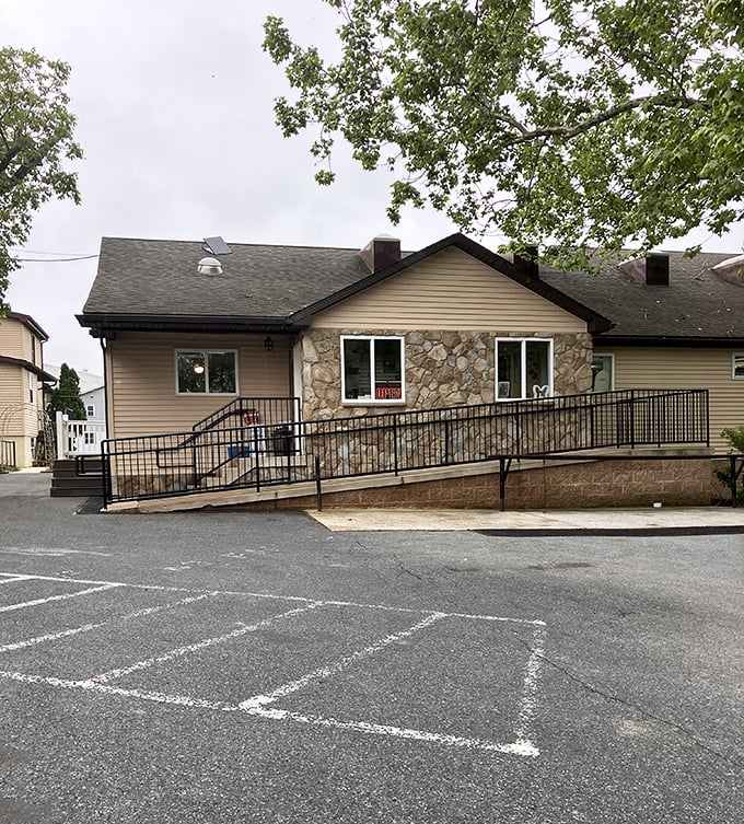 Gordonville's simple stone-faced building welcomes visitors with accessibility and warmth, a hallmark of Lancaster County hospitality.