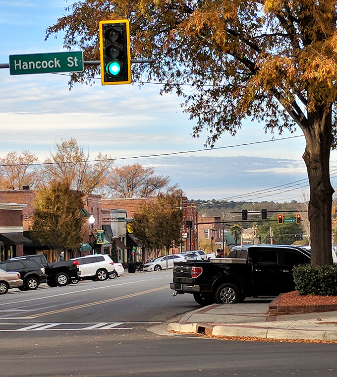 Hancock Street in Milledgeville offers a glimpse of authentic Georgia life, where the pace is refreshingly human.