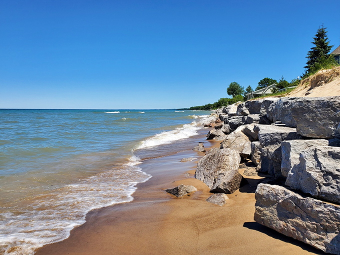 New Buffalo's beach scene looks like a Caribbean postcard. Who needs tropical islands when Michigan delivers this?