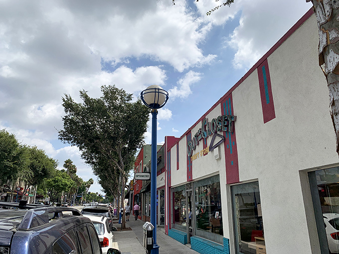 Out of the Closet's retro-cool exterior brings a pop of personality to the streetscape &ndash; just like the unique finds waiting inside.