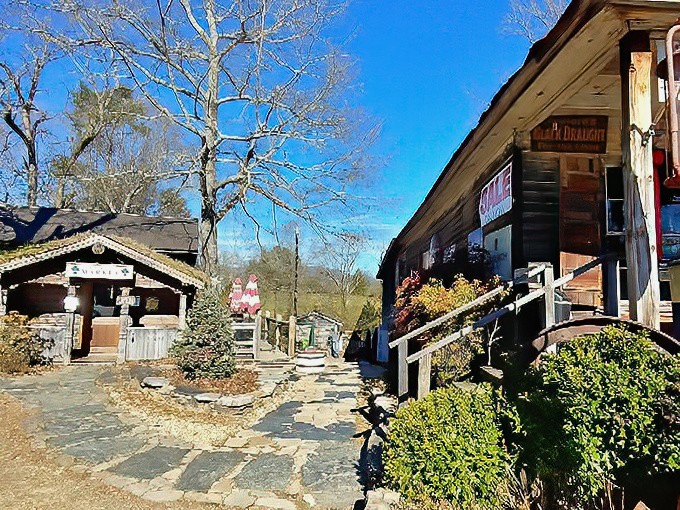 Sautee Nacoochee's rustic wooden shops look like they were built by pioneers who had an excellent eye for tourist appeal.