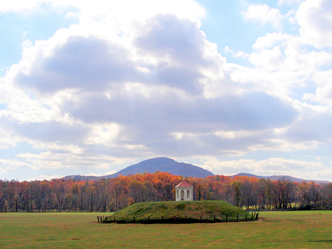 Nature's perfect composition! Sautee Nacoochee's iconic gazebo sits like a jewel among autumn colors that would make a painter weep with joy.