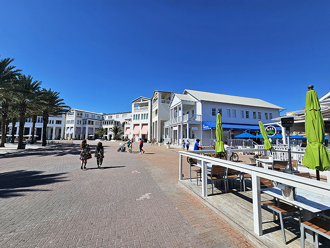 Seaside's picture-perfect town center looks like a movie set&mdash;because it was! This planned community starred in "The Truman Show" for good reason.