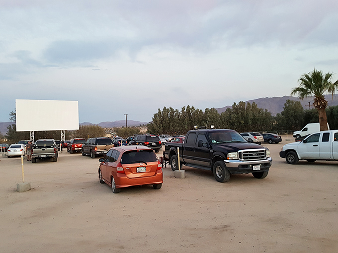 Smith's Ranch Drive-In stands like a beacon in the desert, promising entertainment under Twentynine Palms' spectacular night sky.