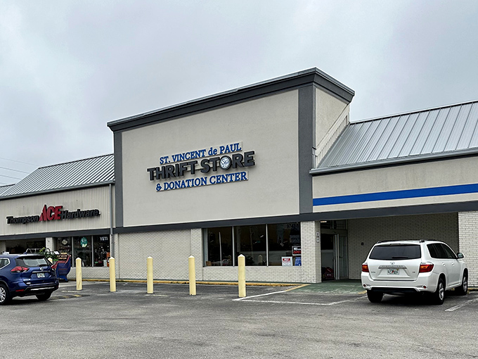 St. Vincent de Paul's clean, modern exterior hints at the organized treasure trove waiting inside.