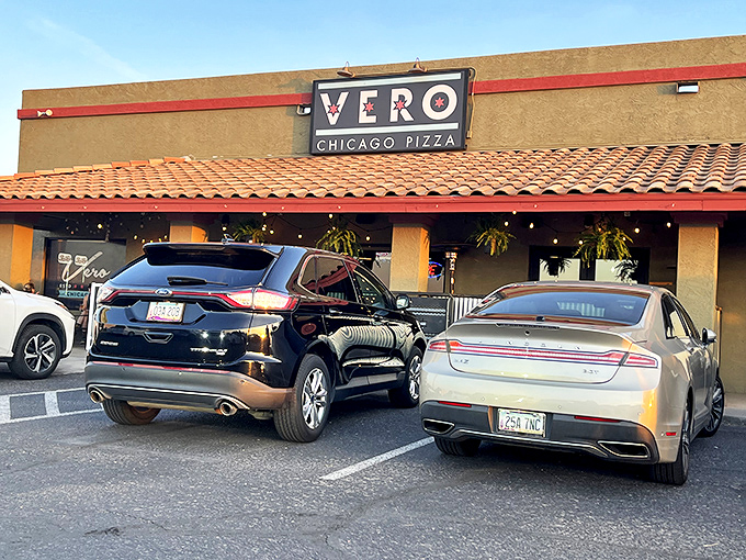 Vero Chicago Pizza brings deep-dish dreams to the desert, with a storefront that promises Midwest flavor in Southwest surroundings.