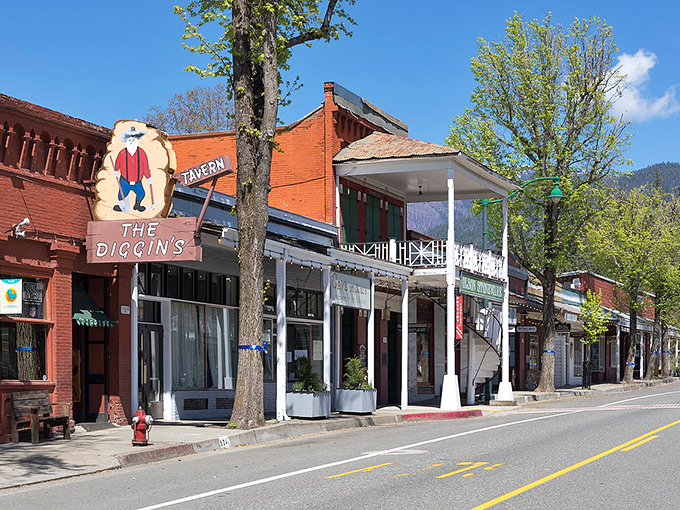 The Diggin's Tavern sign promises the kind of authentic Western hospitality your grandfather would have loved.