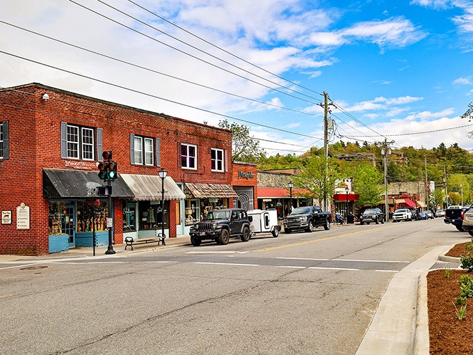 The picturesque main street of Blowing Rock offers small-town charm with mountain sophistication. Where retirement dollars buy both beauty and community.