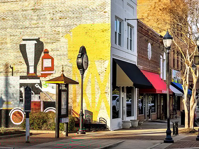 Street art with small-town soul! Clover's colorful train mural proves you don't need big-city galleries when your downtown is the canvas.