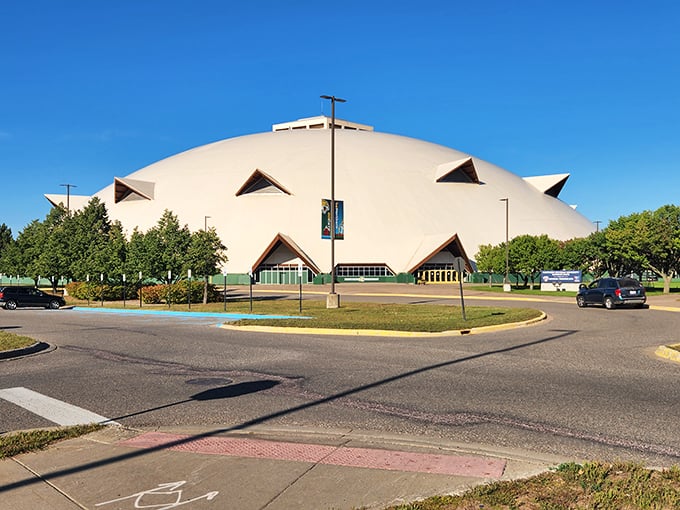 The distinctive dome of Northern Michigan University's Superior Dome &ndash; where function meets futuristic design in Marquette.