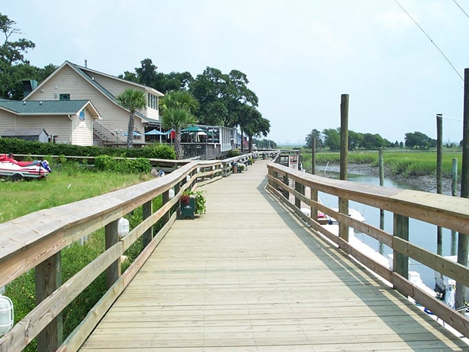 This wooden boardwalk stretches into Murrells Inlet's marshlands, a perfect runway for daydreams and conversations that matter.