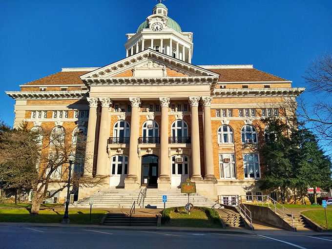 Pulaski's courthouse commands the town square with dignified grace. Those columns have supported both the building and community for generations.
