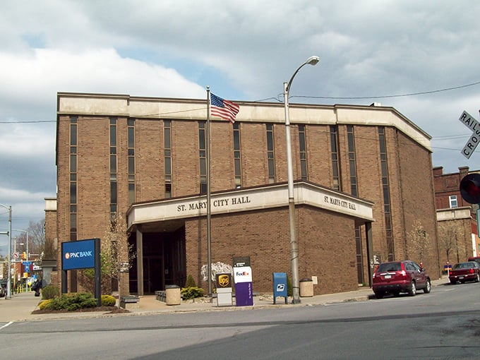 St. Marys' city hall stands as a no-nonsense reminder of practical Pennsylvania values.