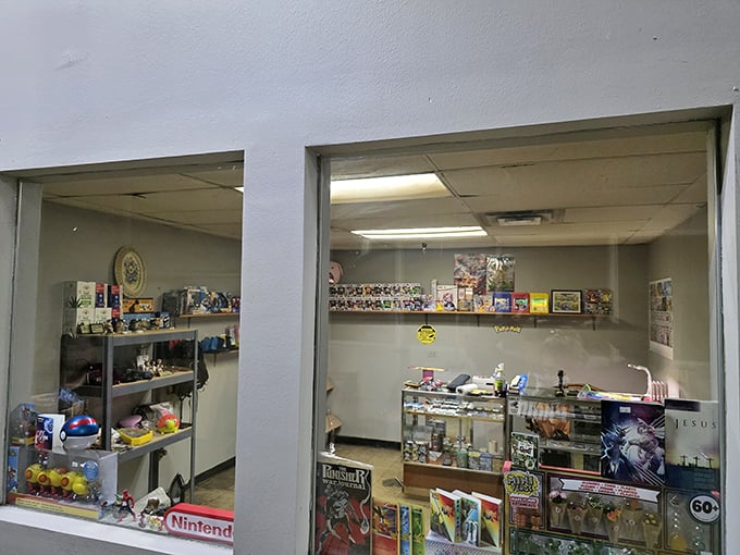 Through these windows at Stormin Norman's, childhood memories and collectible treasures wait patiently for the right eyes to spot them.