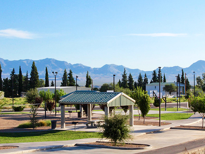 Thatcher's community park offers shaded respite with mountain views that make even a simple picnic feel like a special occasion.