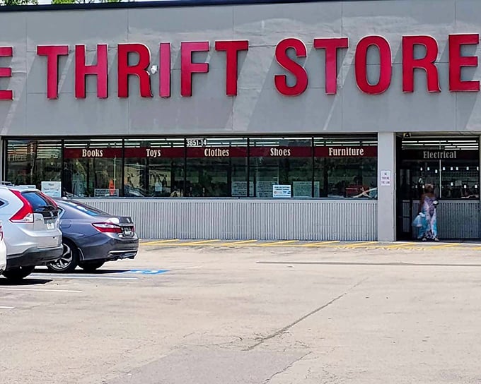 The Thrift Store's organized sections prove that great finds don't require fancy presentation. 