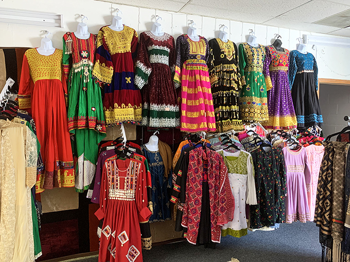 A rainbow of traditional garments that turn everyday errands into runway opportunities. Cultural heritage hanging beautifully in plain sight.
