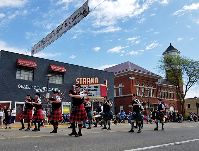 The Highland Festival parade brings Scotland's spirit to Michigan streets. Bagpipes: the only instrument you can hear through walls, windows, and possibly time itself.