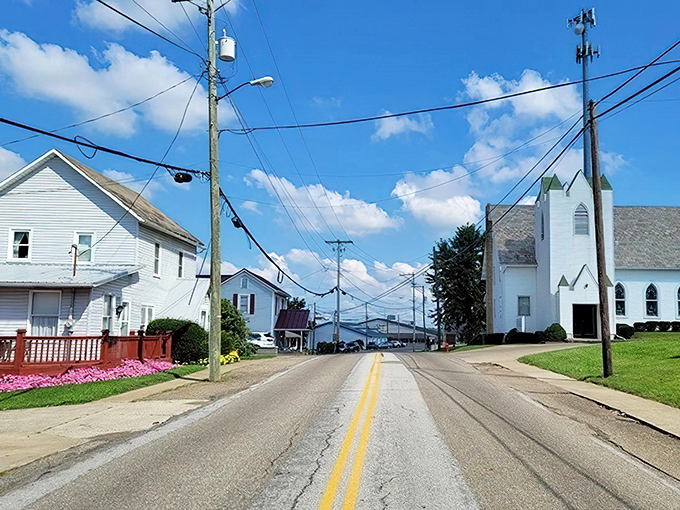 The church steeple stands as a gentle reminder that in Amish Country, community and faith remain at the center of daily life.