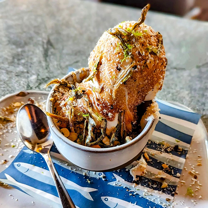 This creation defies conventional dessert categories&mdash;a savory sundae of sorts that proves the kitchen isn't just cooking; they're reimagining what food can be.