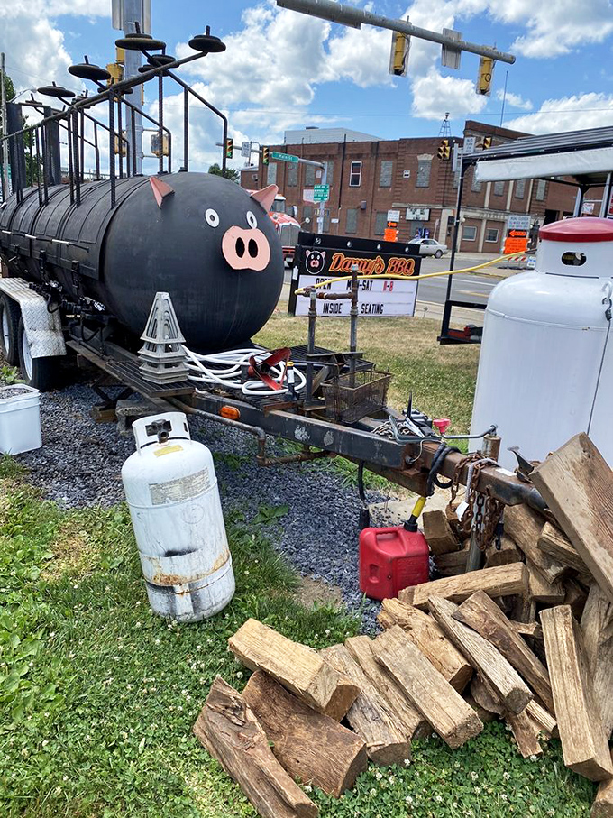 The smoker's pig face says it all: "I'm about to change your understanding of what barbecue in Pennsylvania can be."