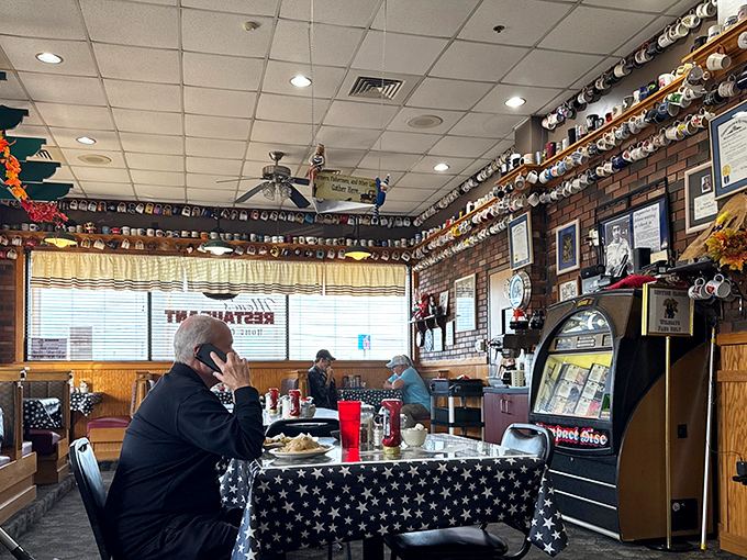 Every inch of wall space celebrates community connections and satisfied appetites everywhere.