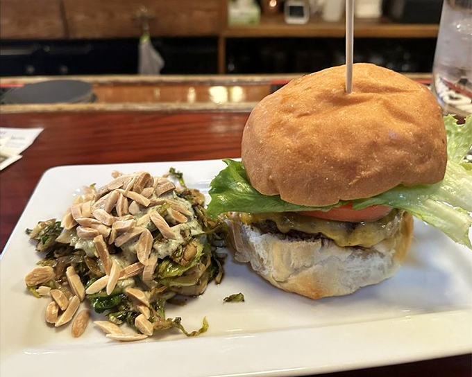 A burger so perfectly melted with cheese it creates that magical moment when you can't tell where the patty ends and dairy begins.