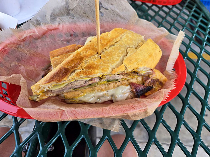 The BBQ Cubano sandwich—where smoked meat meets melty cheese in a handheld miracle that makes you wonder why all sandwiches aren't pressed.