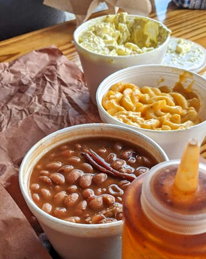 The side dish trifecta&mdash;beans, mac and cheese, and potato salad form the supporting chorus that makes the meat's solo performance even more spectacular.