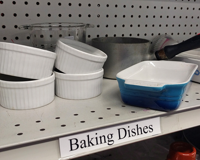 Julia Child would approve of this bakeware collection. That blue Le Creuset-style dish alone is worth the trip.
