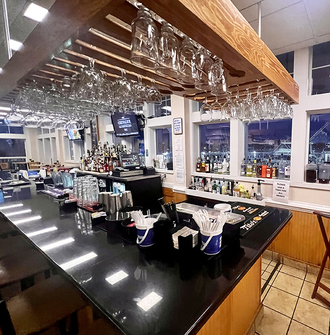 A well-stocked bar where skilled mixologists craft the perfect maritime companions for your seafood adventure.