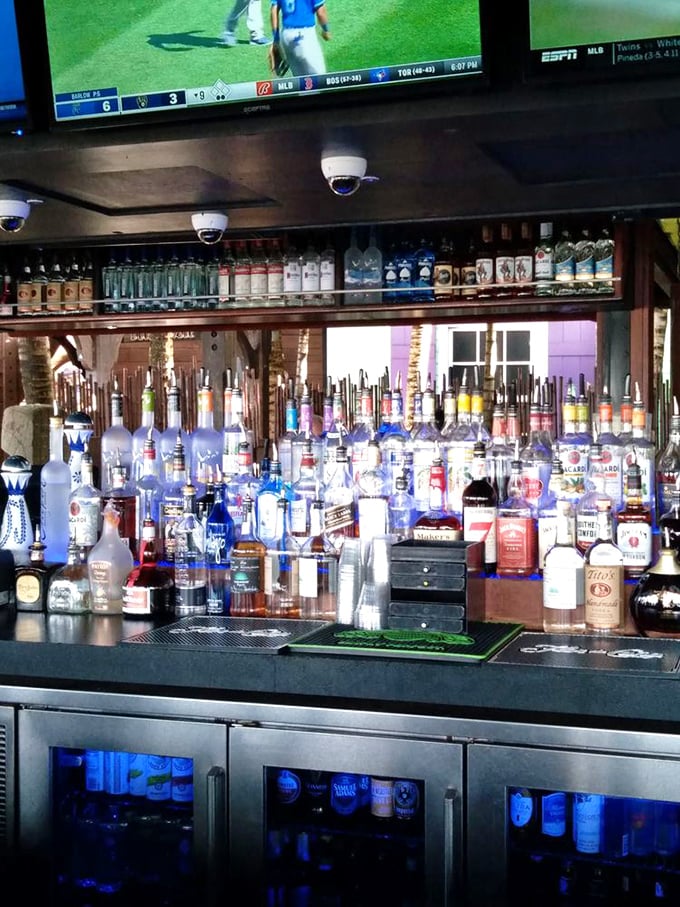 A bar stocked for serious business &ndash; because making tropical drinks this good requires proper tools and a well-trained hand.