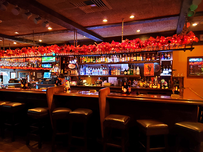 The bar glows with promise, each bottle a potential adventure, each bartender a guide to liquid happiness.