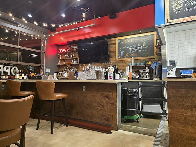 A welcoming bar area where you can watch culinary artistry unfold before your eyes.