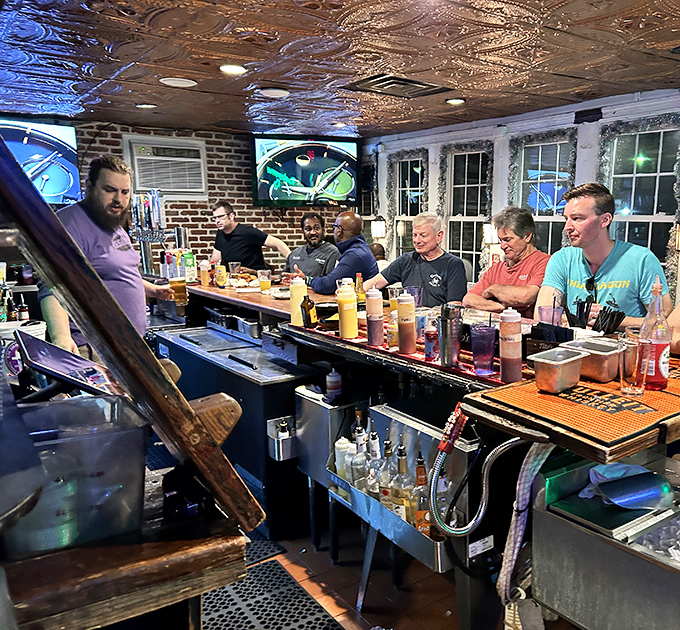 The bar area buzzes with locals and visitors alike, all united by their quest for exceptional seafood and perhaps a cold beer or two.