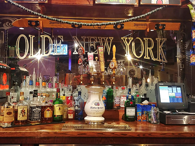 The bar's New York skyline backdrop transforms ordinary cocktails into Manhattan magic, right in the heart of Pennsylvania.