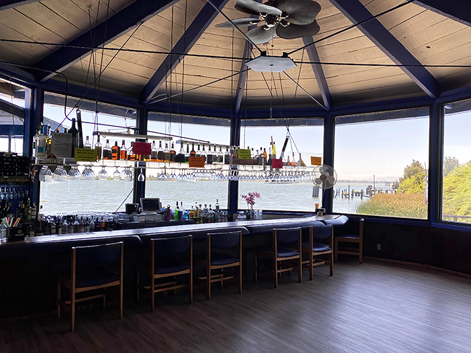 A bar with a view that makes even waiting for your table feel like part of the experience rather than a delay to it.